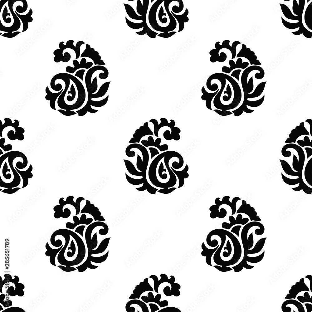 Seamless traditional indian paisley damask pattern Stock Vector | Adobe ...