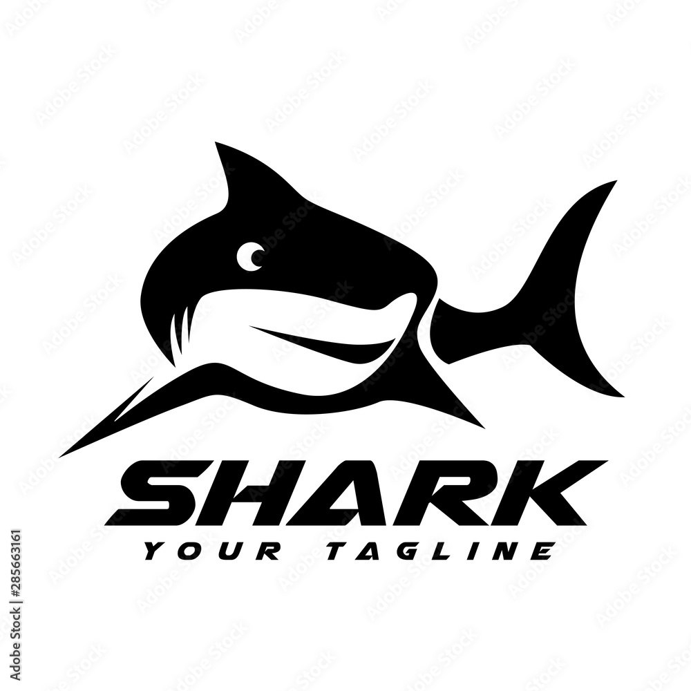 simple Front view shark logo design inspiration Stock Vector | Adobe Stock