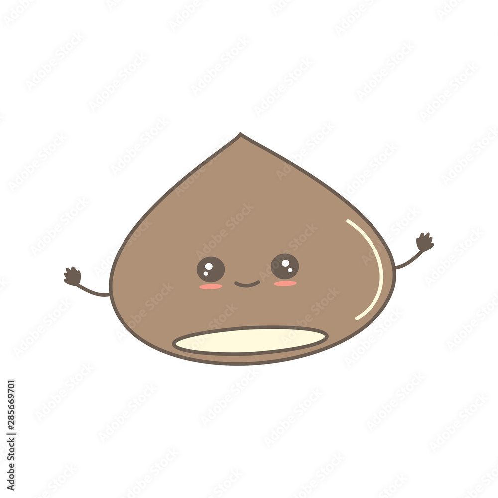 cute cartoon chestnut vector illustration isolated on white background ...