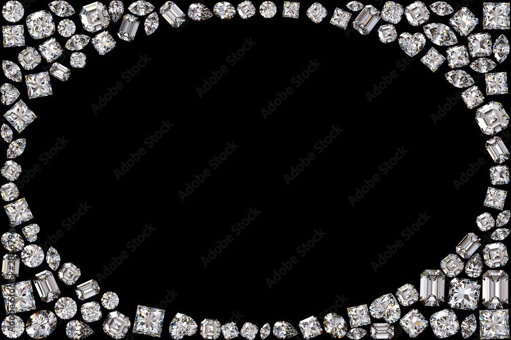 Oval frame made of diamonds on black background Stock Illustration ...