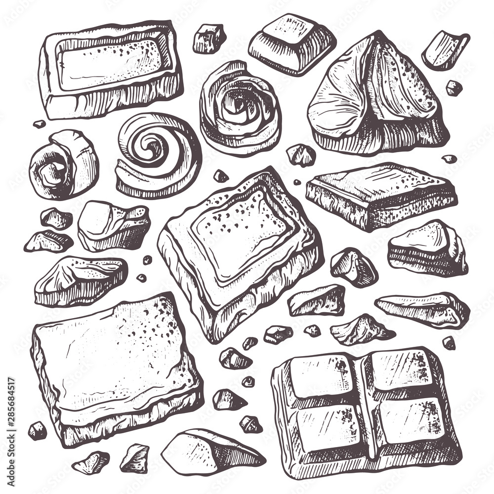 Chocolate. Vector set. Hand drawn sketch Stock Vector | Adobe Stock