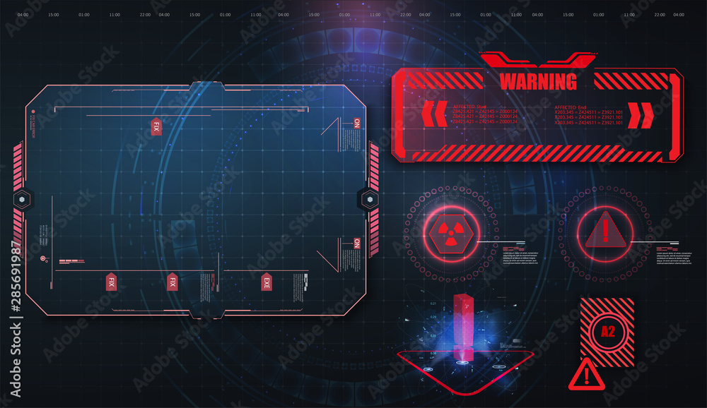 Fototapeta HUD, UI, GUI futuristic user interface screen elements set ... Fototapeta HUD, UI, GUI futuristic user interface screen elements set ...