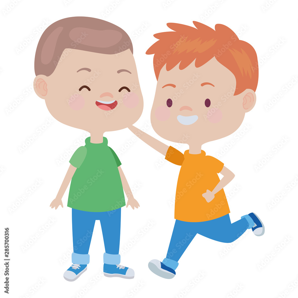 Cute happy kids having fun cartoons Stock Vector | Adobe Stock