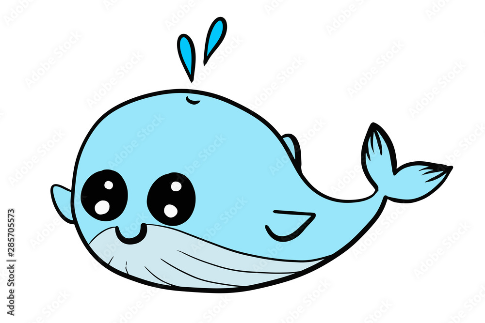 Cartoon Baby Blue Whale