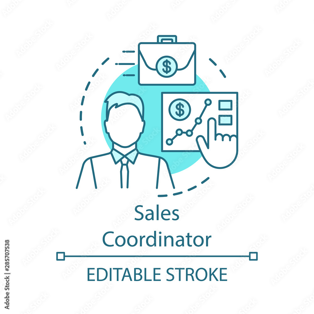 Sales coordinator concept icon. Customer support representative ...