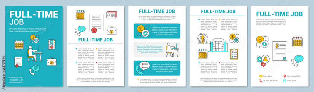 Full-time job brochure template layout. Employment, recruitment ...