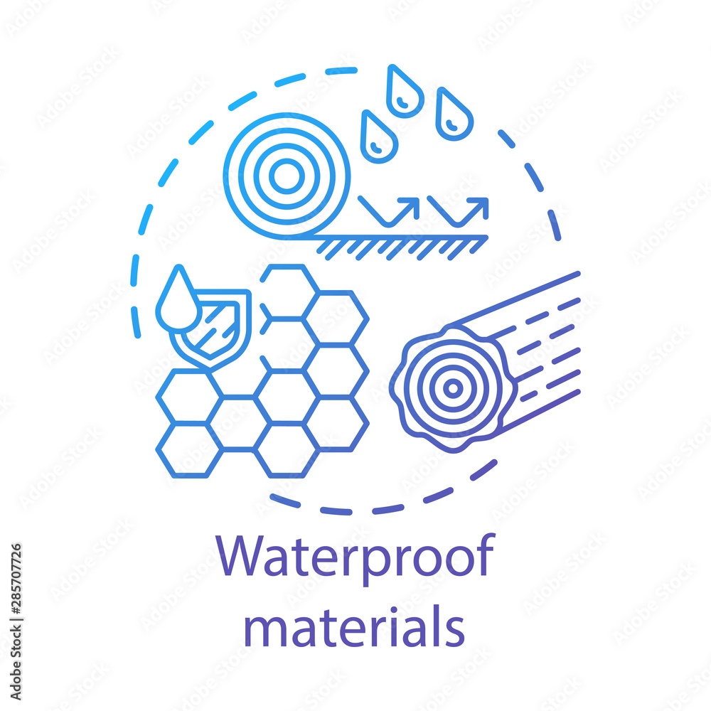 Waterproof hydrophobic materials concept icon. Water resistant ...