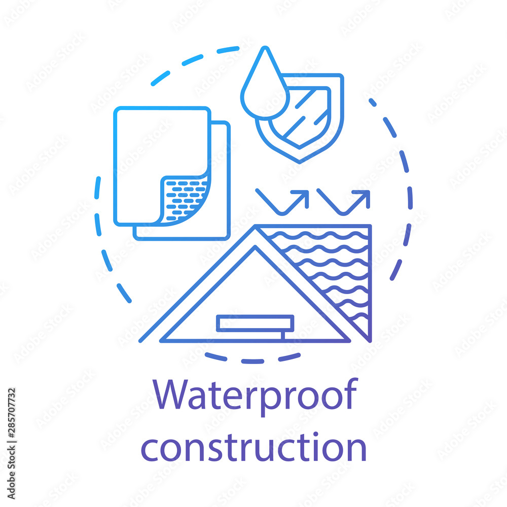 Waterproof house building materials concept icon. Water resistant ...