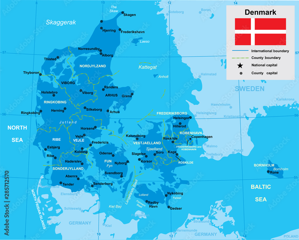 vector map of Denmark Stock Vector | Adobe Stock