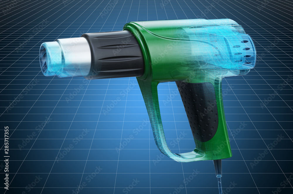Visualization 3d cad model of heat gun, blueprint. 3D rendering Stock ...