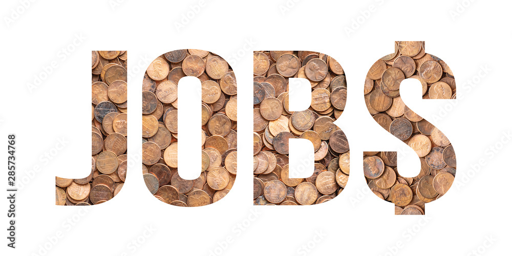 Jobs and Money Concept, Piles of Pennies and Coins Illustration Stock ...
