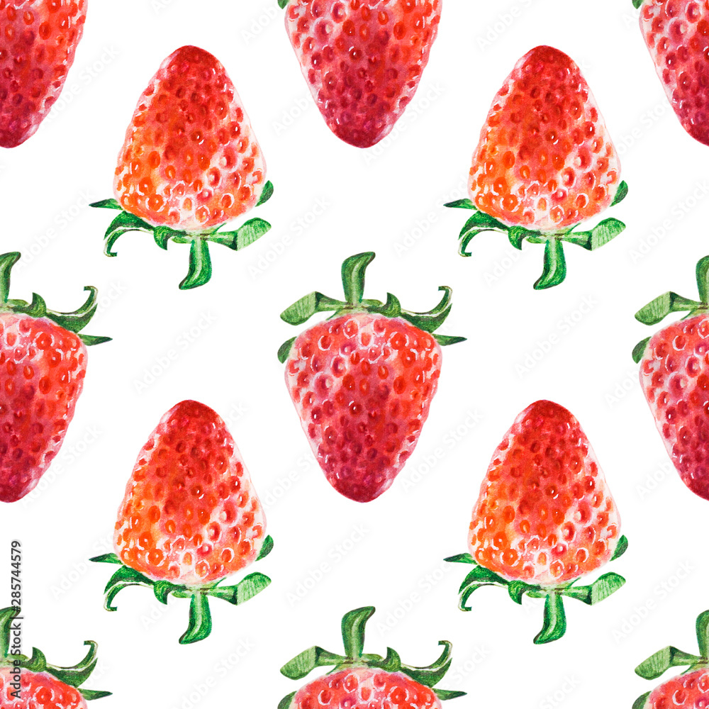Watercolor red juicy strawberry frame. Food background, painted bright ...