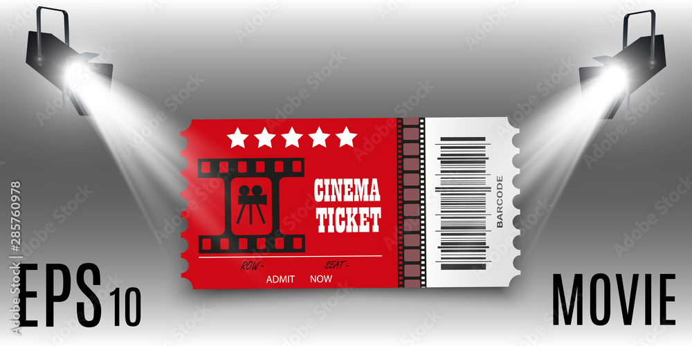 Vector cinema tickets isolated on transparent background. Realistic ...