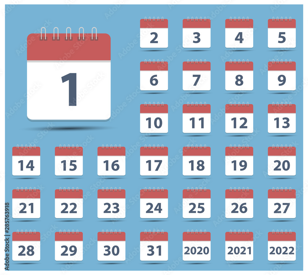 Simple date calendar set - Flat calendar icon Stock Vector | Adobe Stock