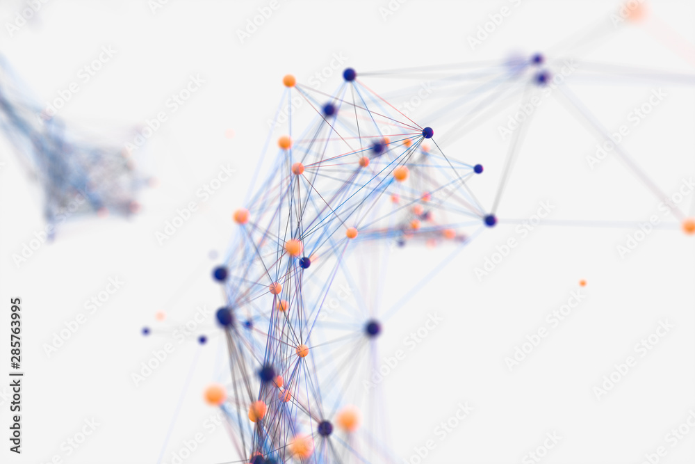 Gene lines and nodes, biological gene structure, 3d rendering. Stock ...