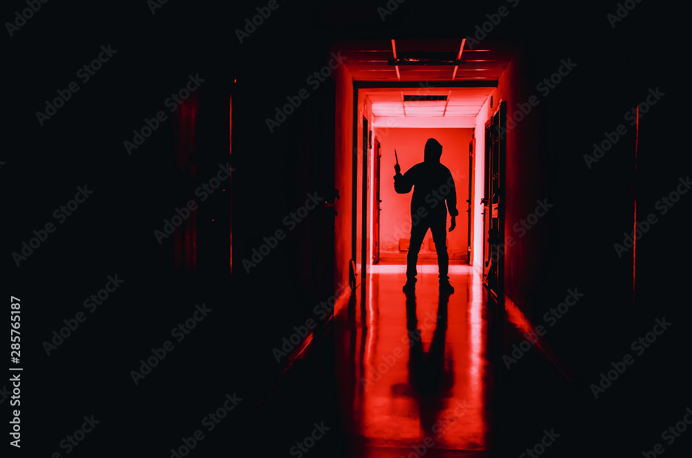 Foto de murder, kill and people concept - Criminal or murderer wearing ...