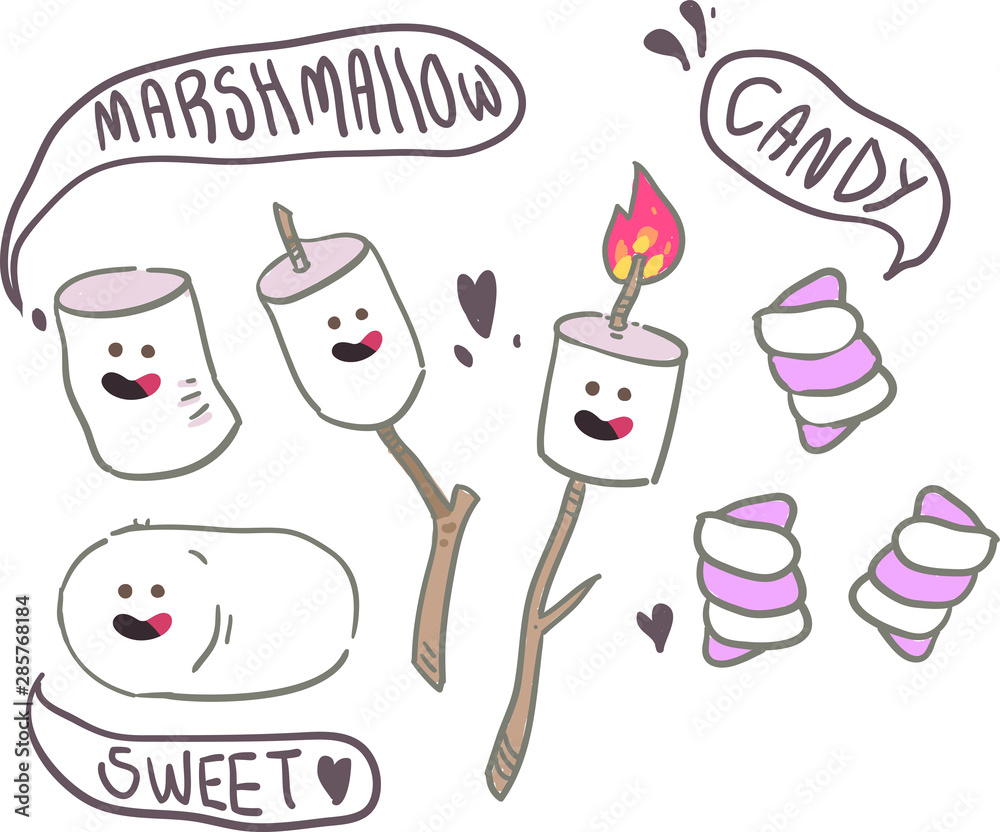 cartoon style marshmallow doodle . Marshmallow vector illustration ...