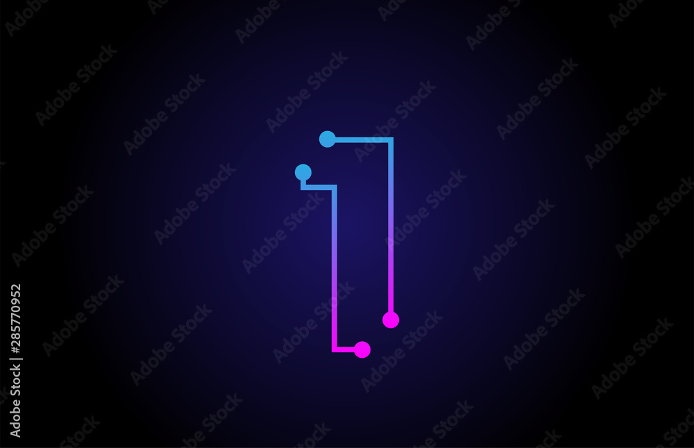 Number 1 logo icon design in pink blue colors Stock Vector | Adobe Stock