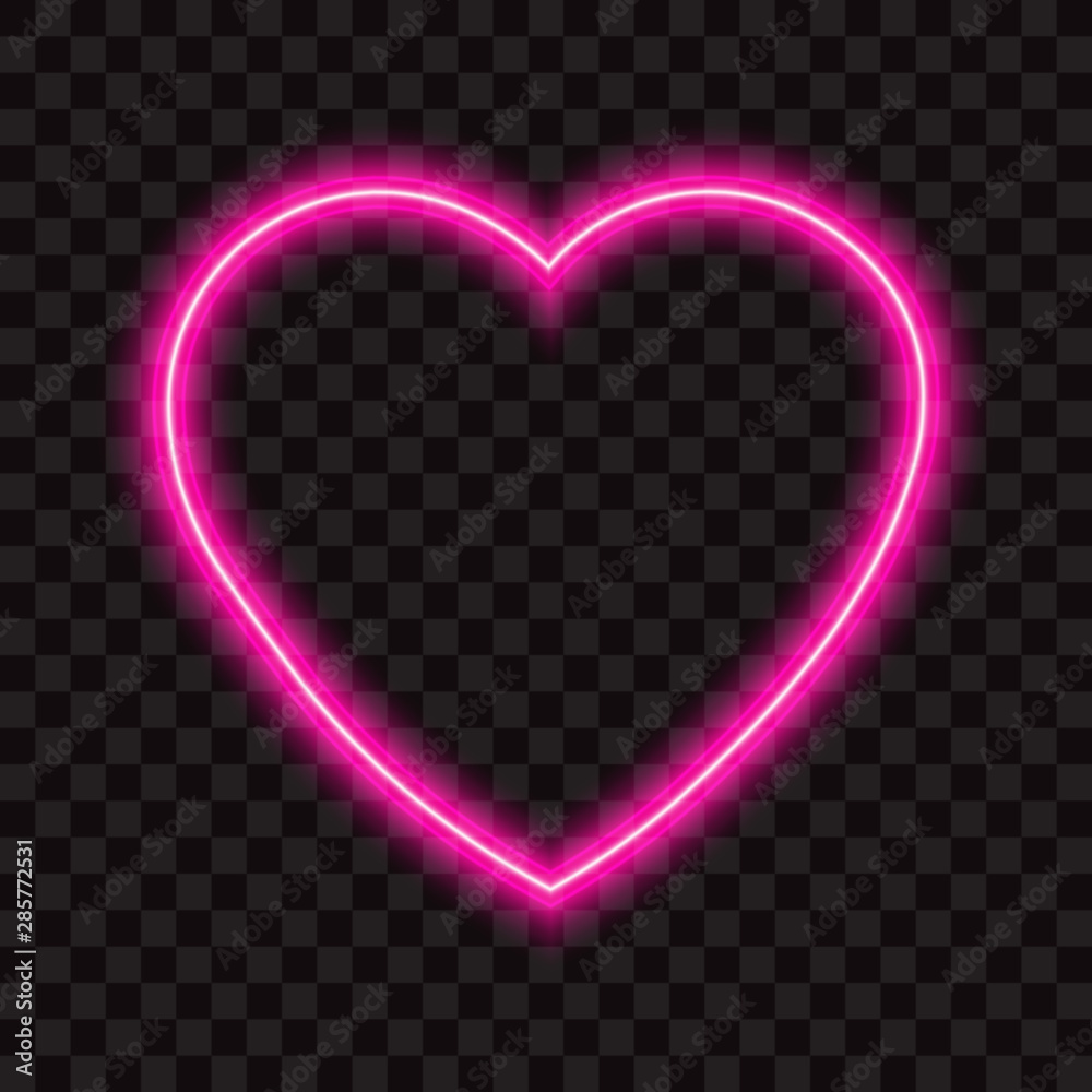 Neon pink heart, vector illustration. Stock Vector | Adobe Stock