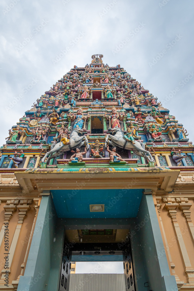 Sri Mahamariamman Temple main tower with colorful figures in Kuala ...