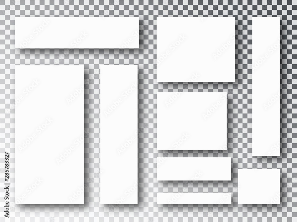 Blank white 3d paper canvas or photo frames isolated on transparent ...