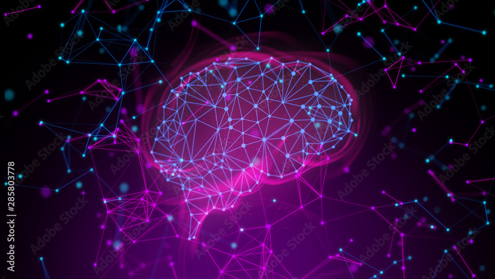 futuristic brain ai of is connecting with technology network ...