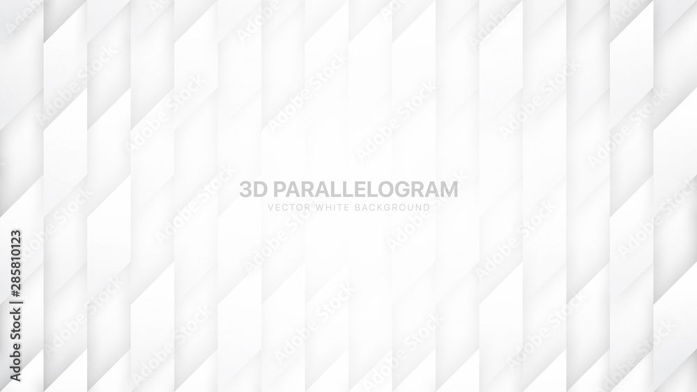3D Vector Parallelogram Shapes White Abstract Background. Science ...