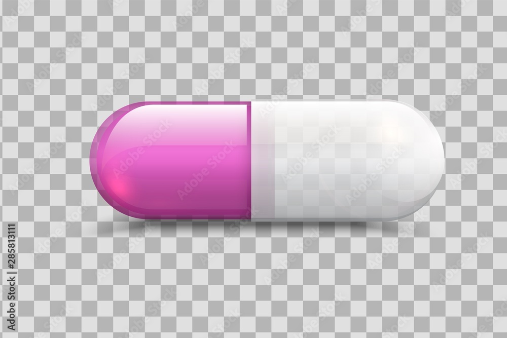 Realistic capsule pill on transparent background. Medicine 3d drug ...