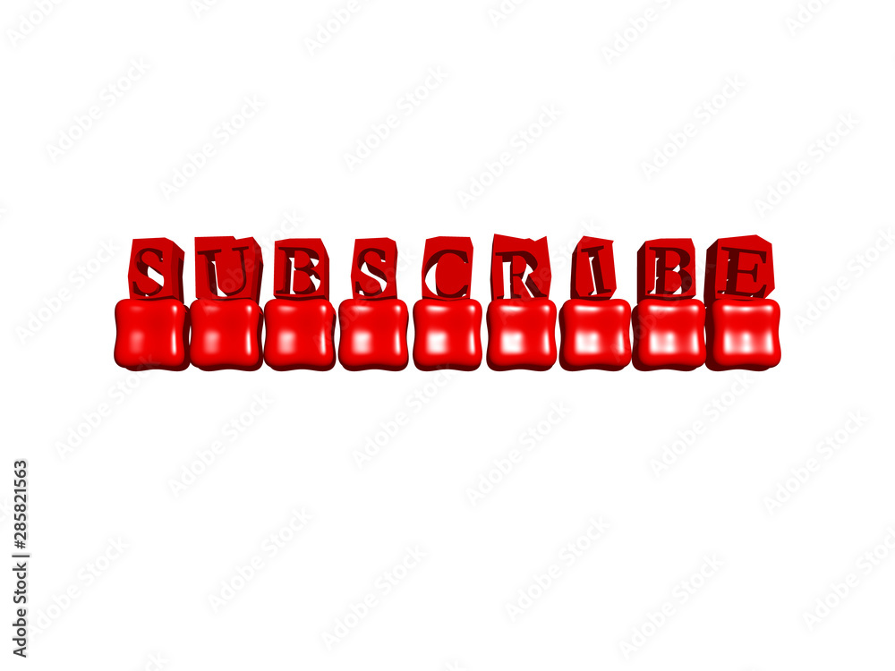 Red SUBSCRIBE button matching Youtube color with 3D rendering Stock ...