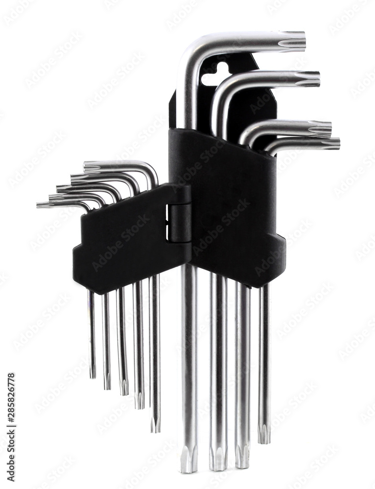 Hex Wrench key set in black socket isolated on white background. It's a ...