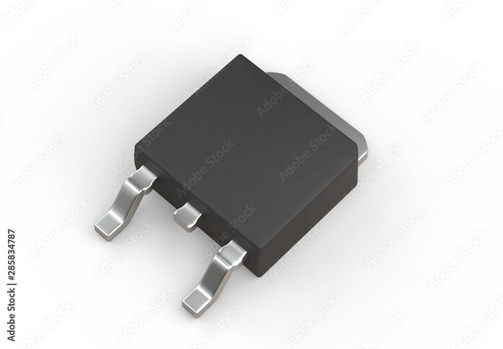 DPAK mosfet electronic transistor isolated on white 3d illustration ...