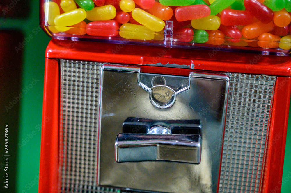 coin operated candy vending machine with turn crank Stock Photo | Adobe ...