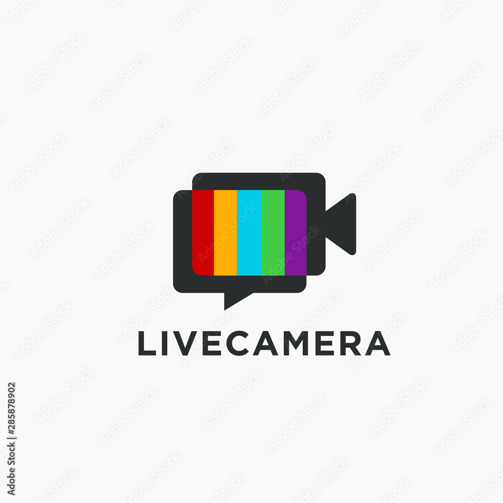 Abstract bubble chat, video camera and screen monitor logo vector ...