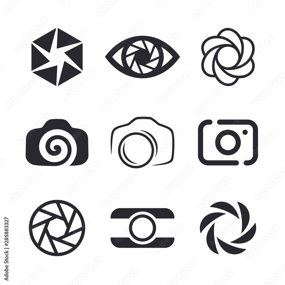 Photographer logo design elements, photography and photo camera icon ...