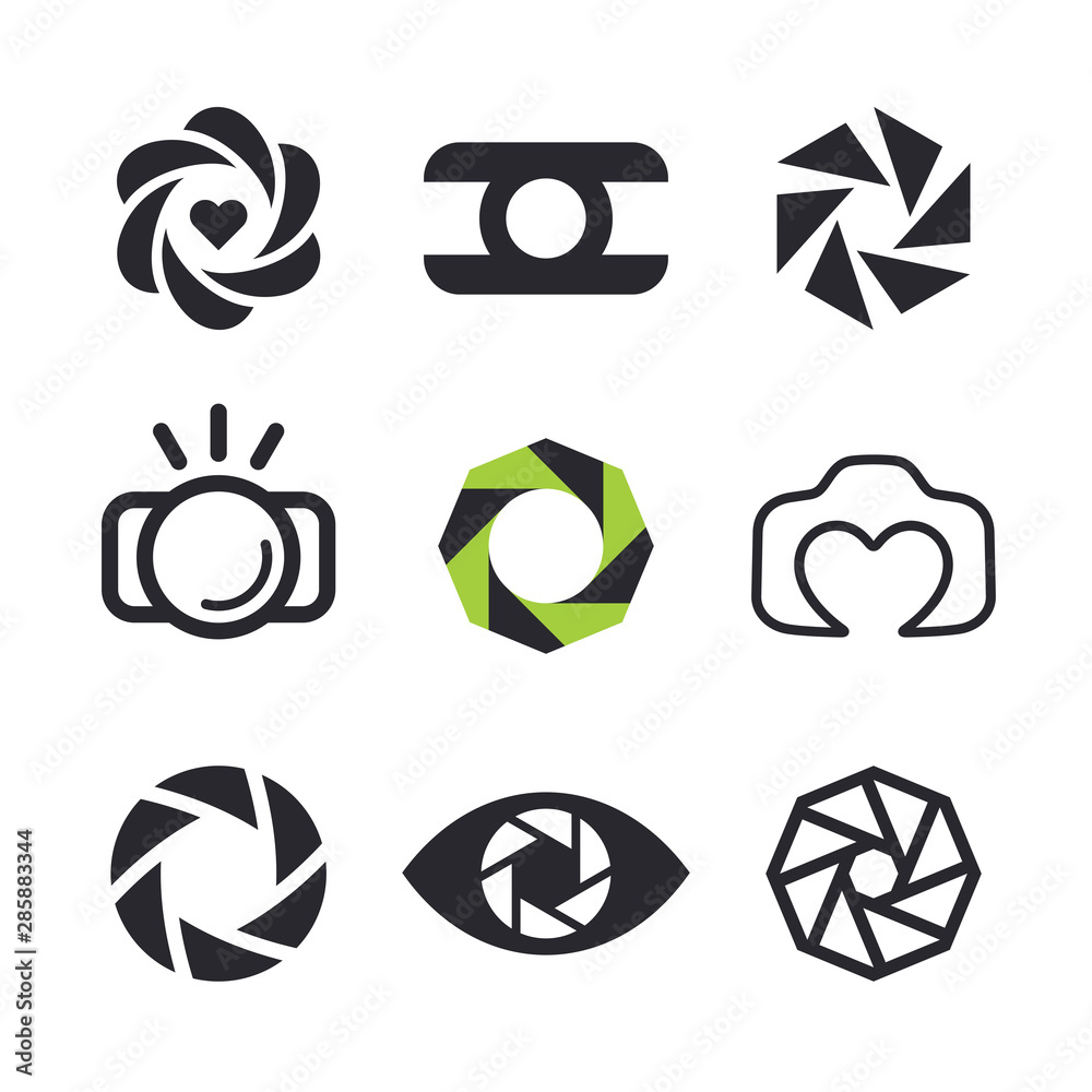 Photographer logo design elements, photography and photo camera icon ...
