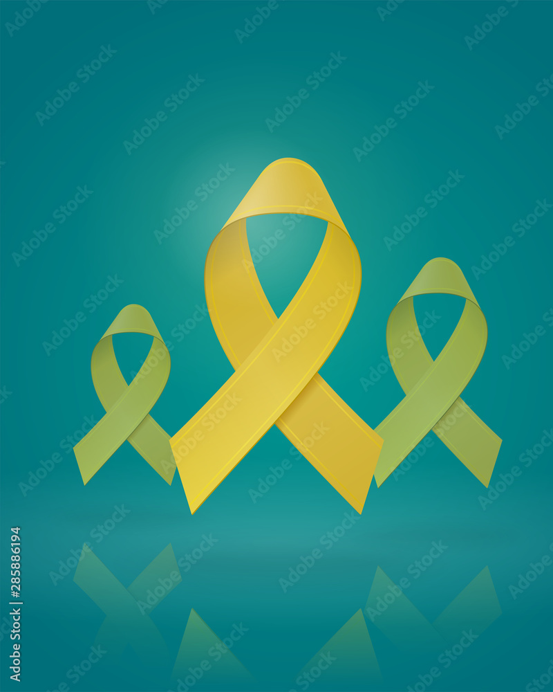Flying Realistic Yellow Ribbons on isolated background. Childhood ...