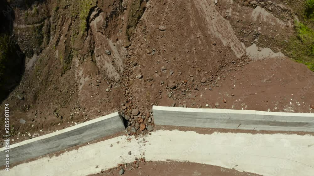 Protective concrete barrier to protect the mountain road from ...