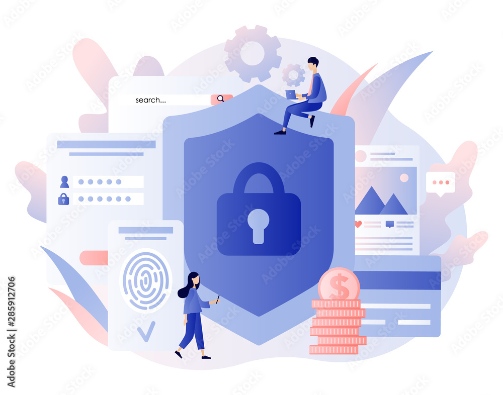 Data protection concept. Scan Fingerprint, Identification system ...