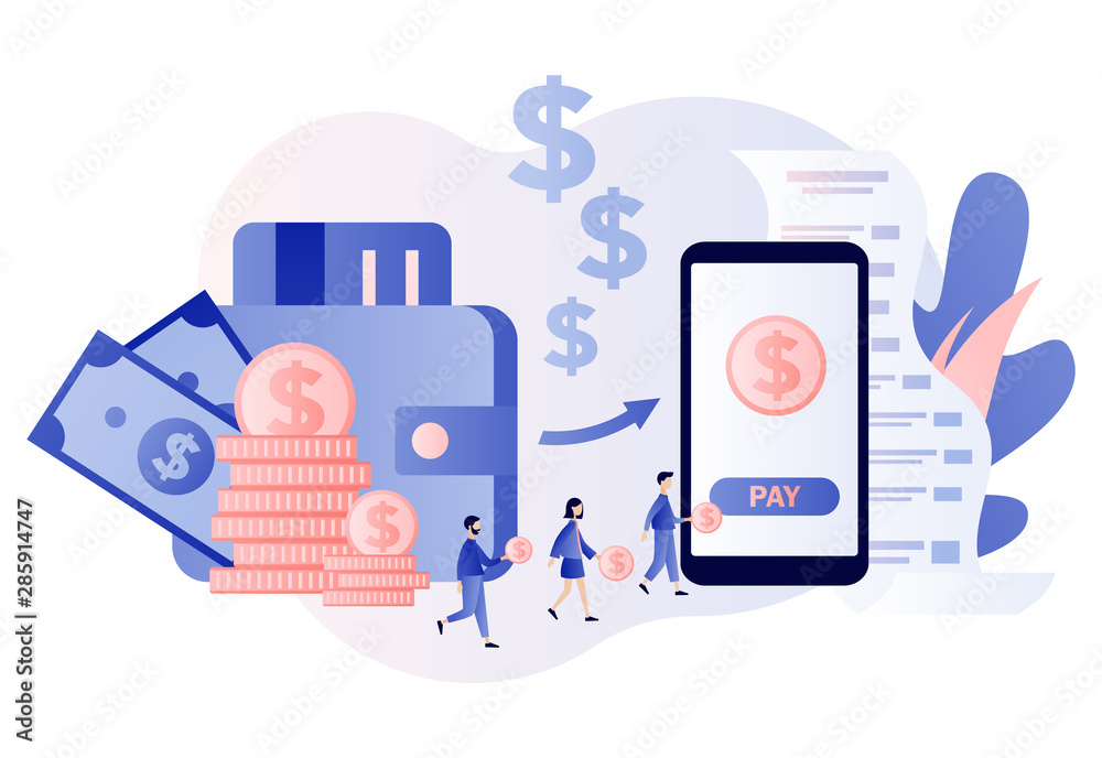 Online payment concept. Digital bill. Modern flat cartoon style. Vector ...