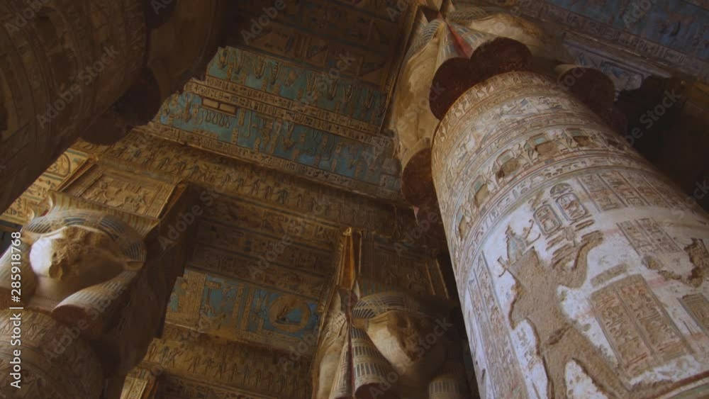 Bas Reliefs On The Ceiling In The Ancient Temple In Egypt Linhor