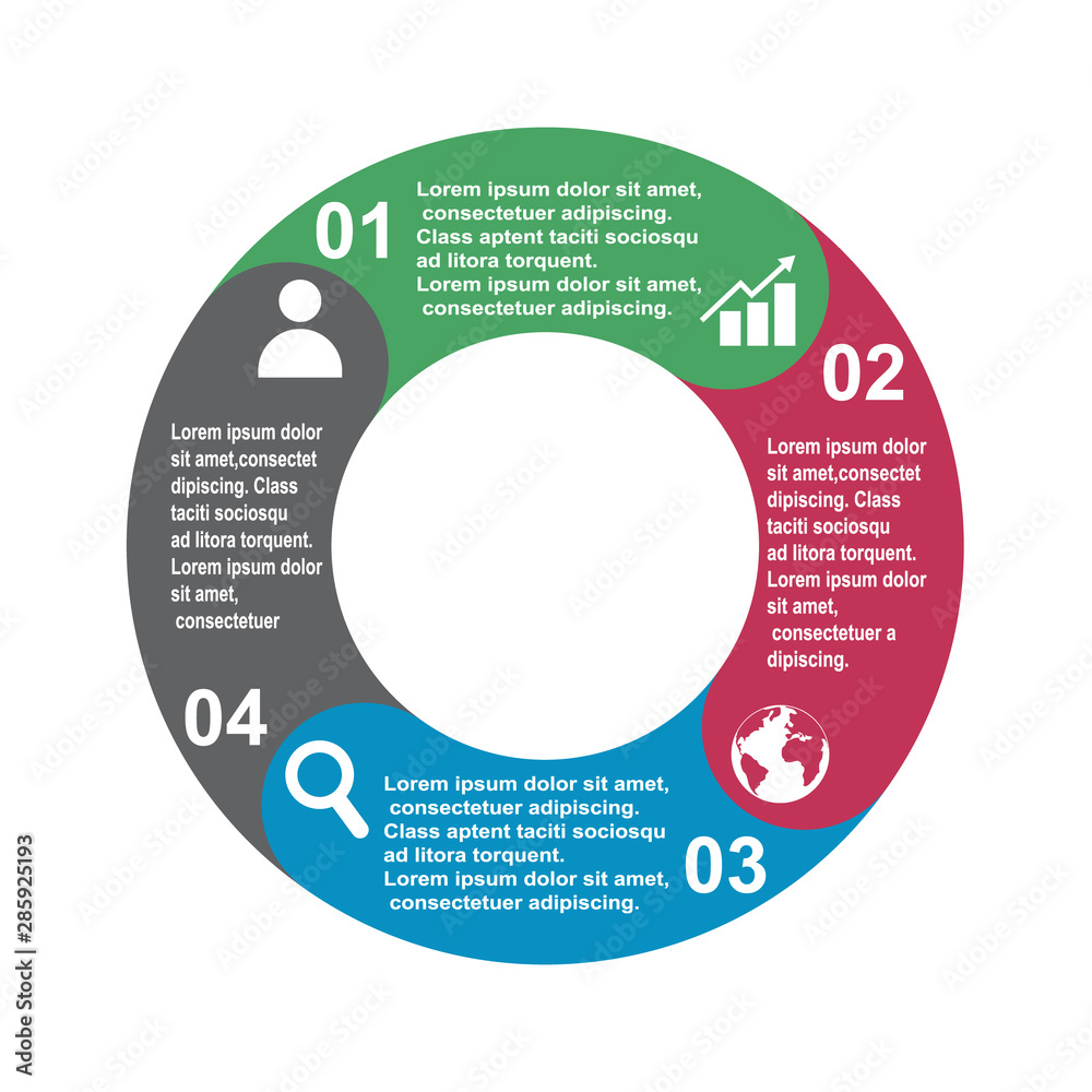 4 step vector element in four colors with labels, infographic diagram ...