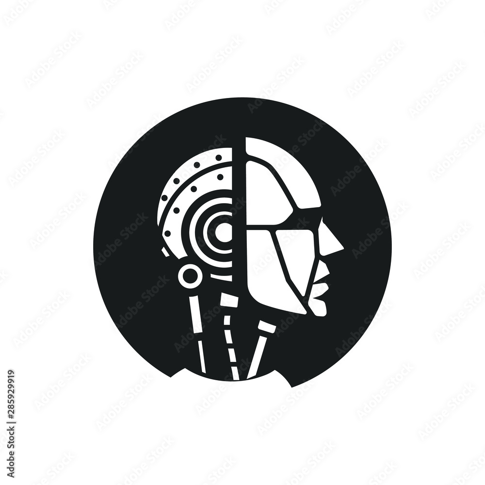 Humanoid Robot icon. Cyborg logo Stock Vector | Adobe Stock