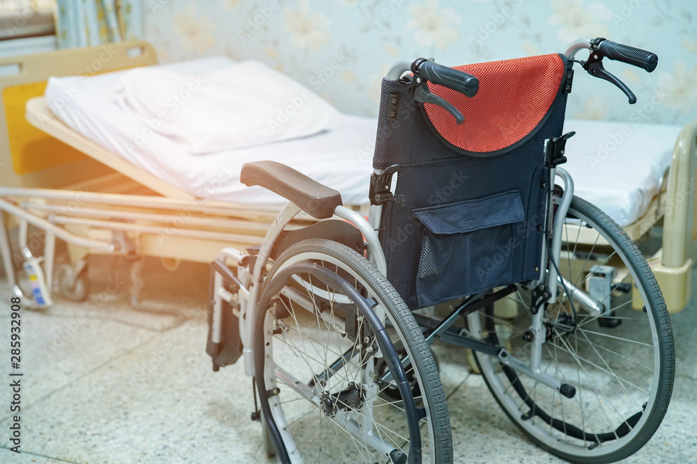 Wheelchair with bad for old elder patient cannot walk or disable people ...