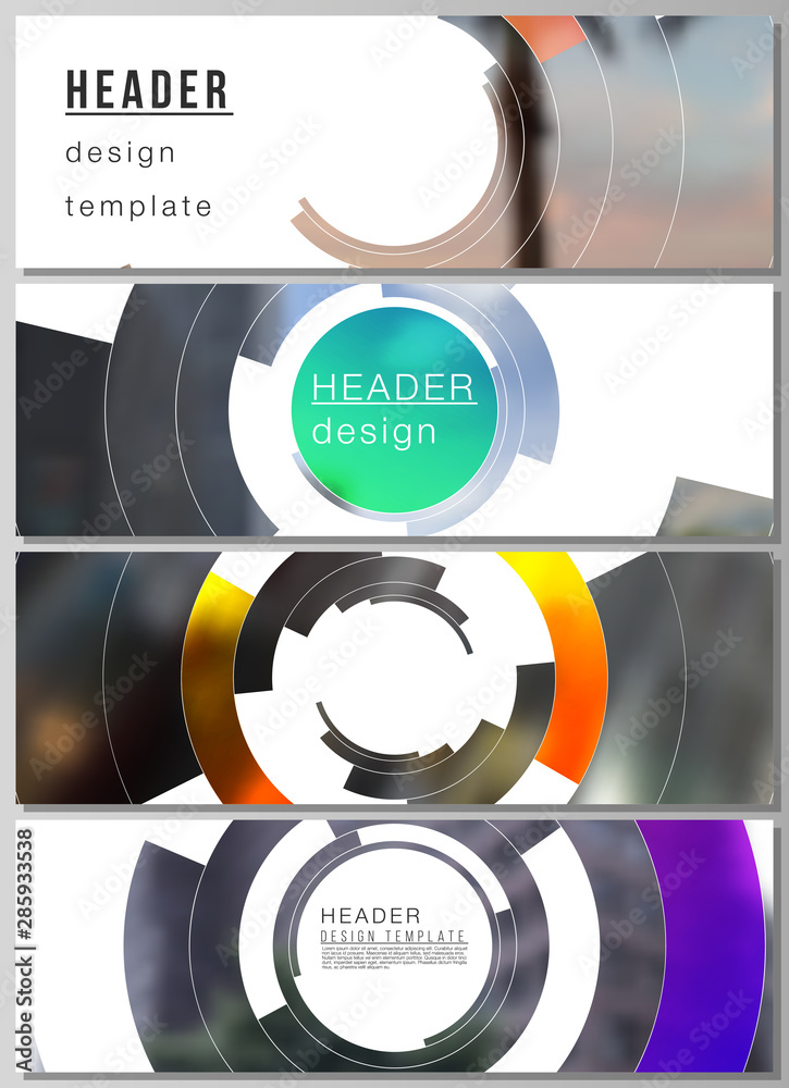 The minimalistic vector illustration of the editable layout of headers ...