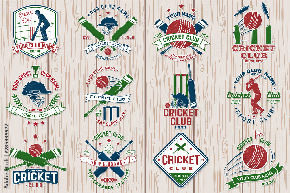 Cricket club patch or sticker. Vector. Concept for shirt, stamp or tee ...