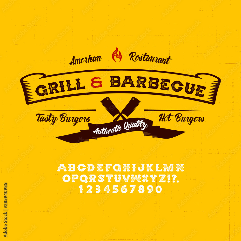 Hand Made Font 'Grill'. Custom handwritten alphabet. Stock Vector ...