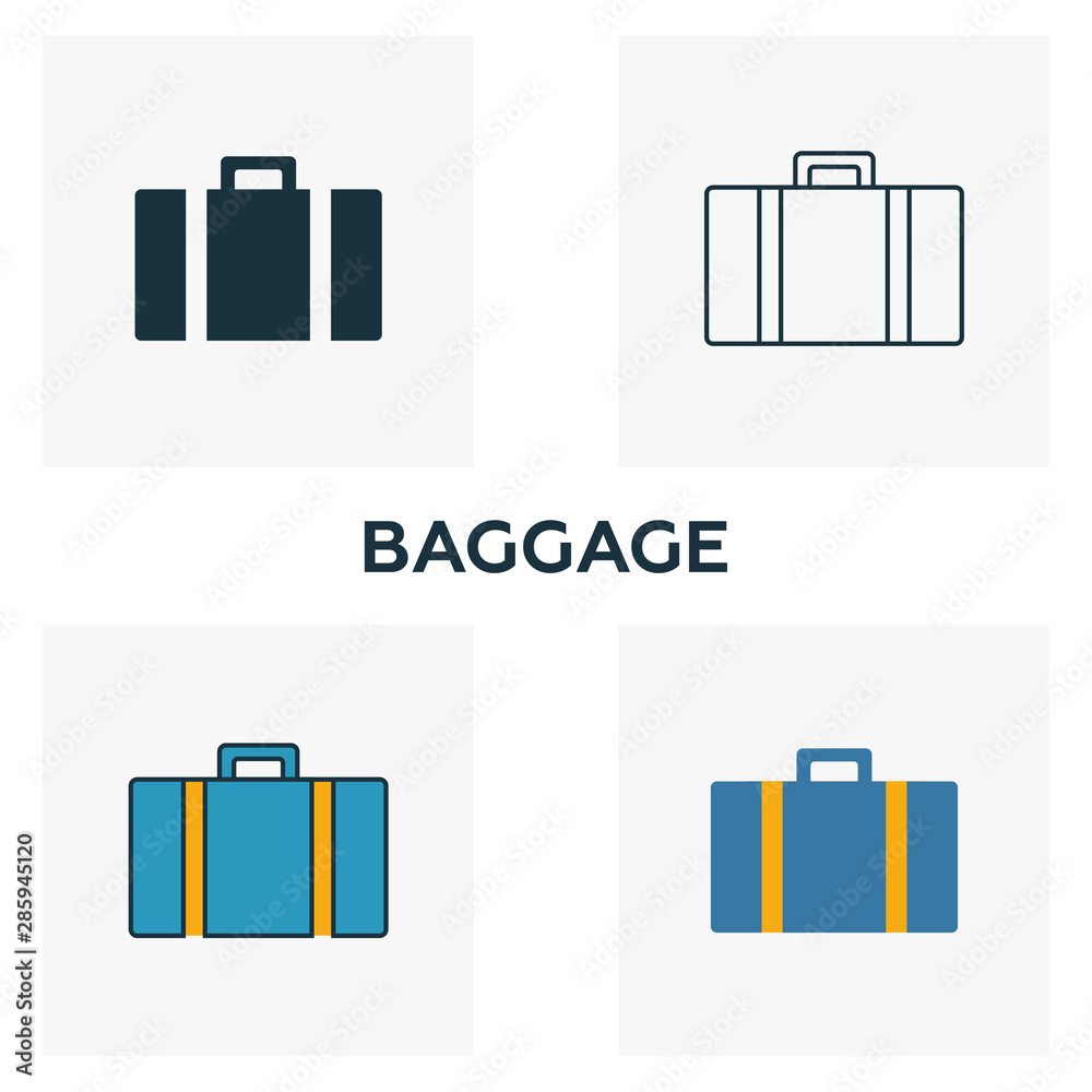 Baggage icon set. Four elements in diferent styles from airport icons ...