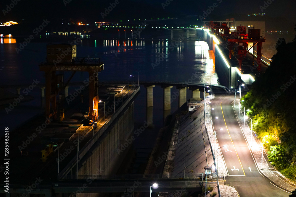 Looking Down From A Bridge At Night