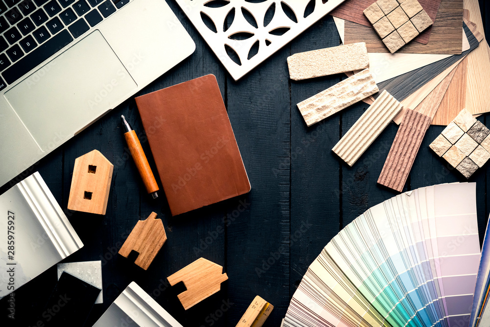 topview of material surface sample stone, wood veneer ,laminate color ...