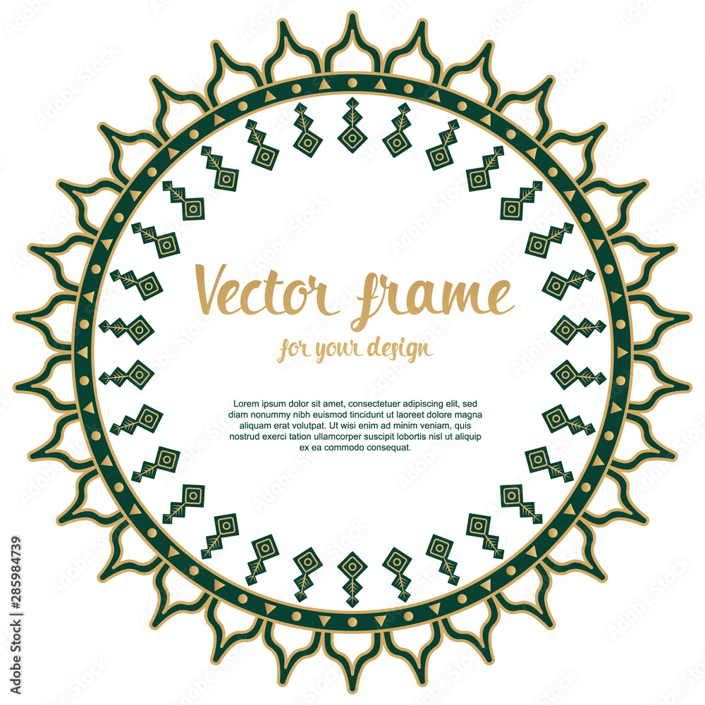 Art deco floral frame with place for text. Boho and folk template for ...